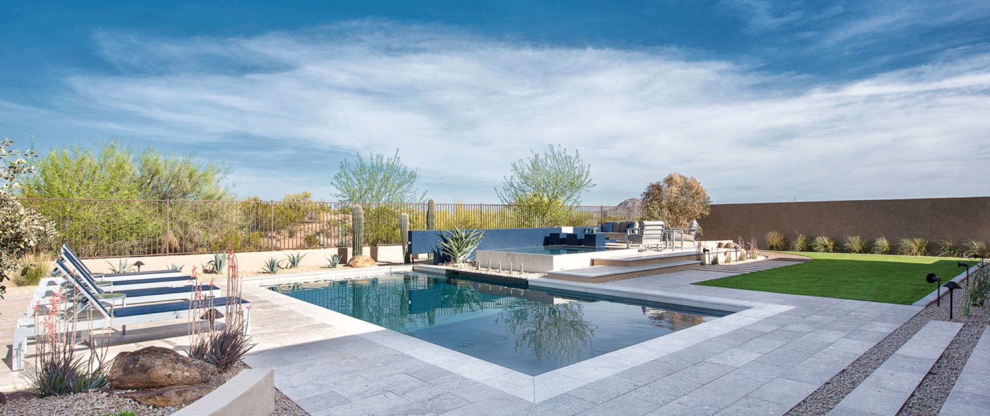 Perimeter Overflow Spa, Custom Pool, Outdoor Kitchen & Bocce Court | Cave Creek Arizona ...